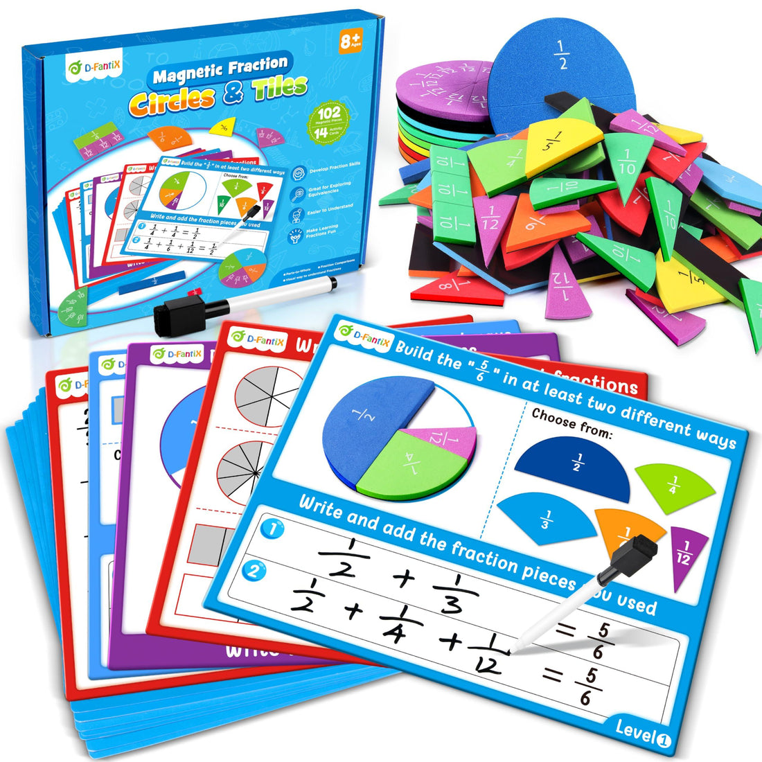 Magnetic Fraction Tiles & Fraction Circles Activity Set